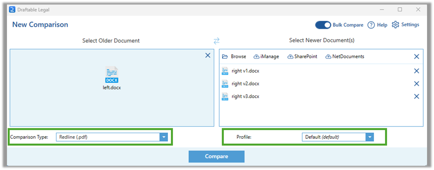Bulk Compare How To Load And Run Multiple Comparisons At Once Draftable