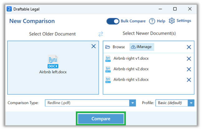 Bulk Compare: How to load and run multiple comparisons at once – Draftable