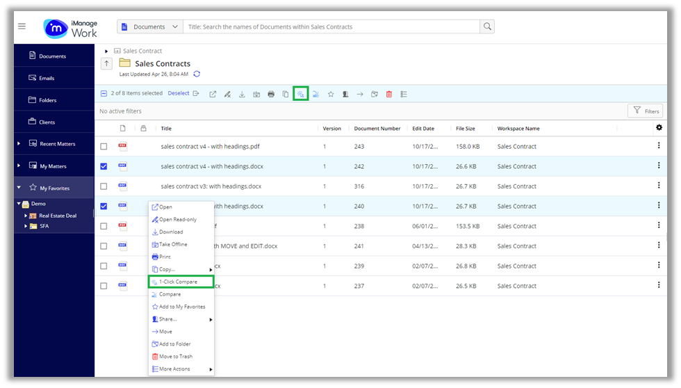 Using 1 Click Compare To Run Comparisons With Your Preferred Default Workflow Draftable