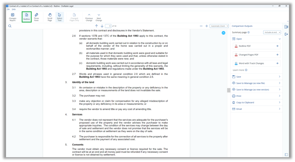 Three-Pane View: See changes in context with older, newer and redlined documents in one screen ...