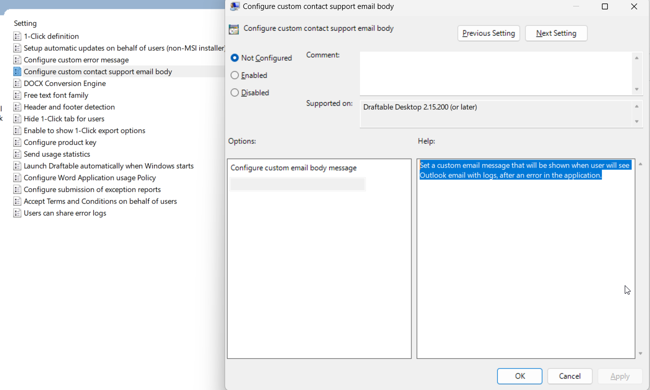 How To Configure End User Troubleshooting Error Messages Logs And Contact Email Draftable