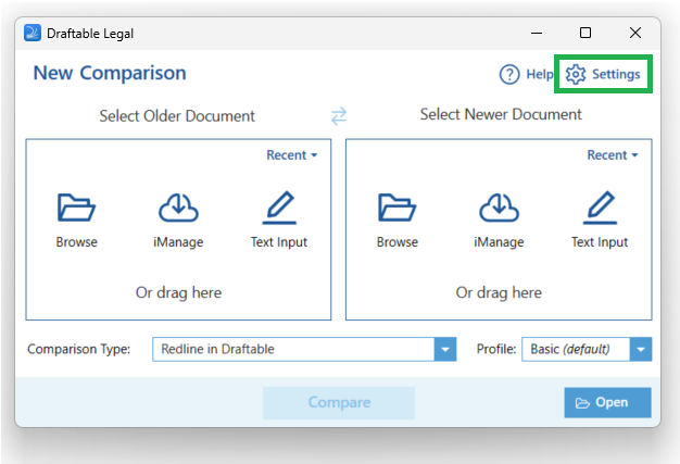 Using 1 Click Compare To Run Comparisons With Your Preferred Default Workflow Draftable