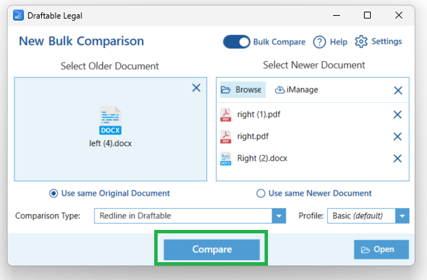 Bulk Compare: How to load and run multiple comparisons at once – Draftable