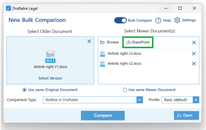 Bulk Compare How To Load And Run Multiple Comparisons At Once Draftable